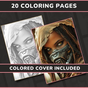 20 Ancient Dystopia Coloring Pages for Adults Set 1 Fantasy Cyberpunk ...