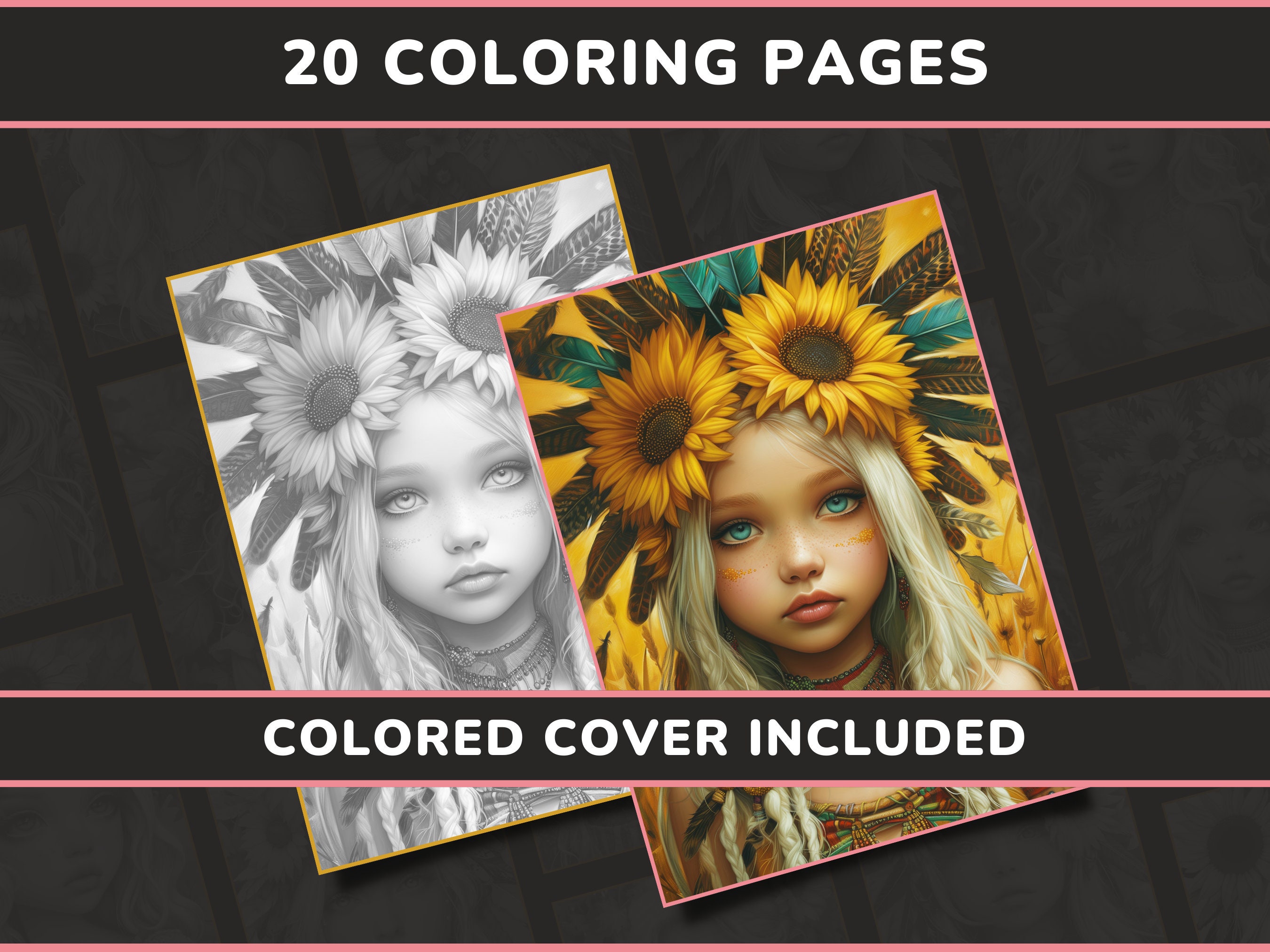 20 Cute Sunflower Girls Coloring Pages Set 1 Adorable Portraits ...