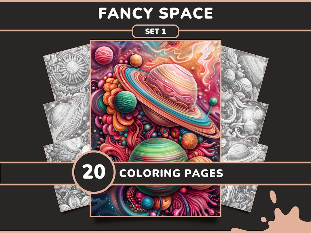 20 Fancy Space Coloring Pages for Adults - Set 1 | Celestial Planets ...