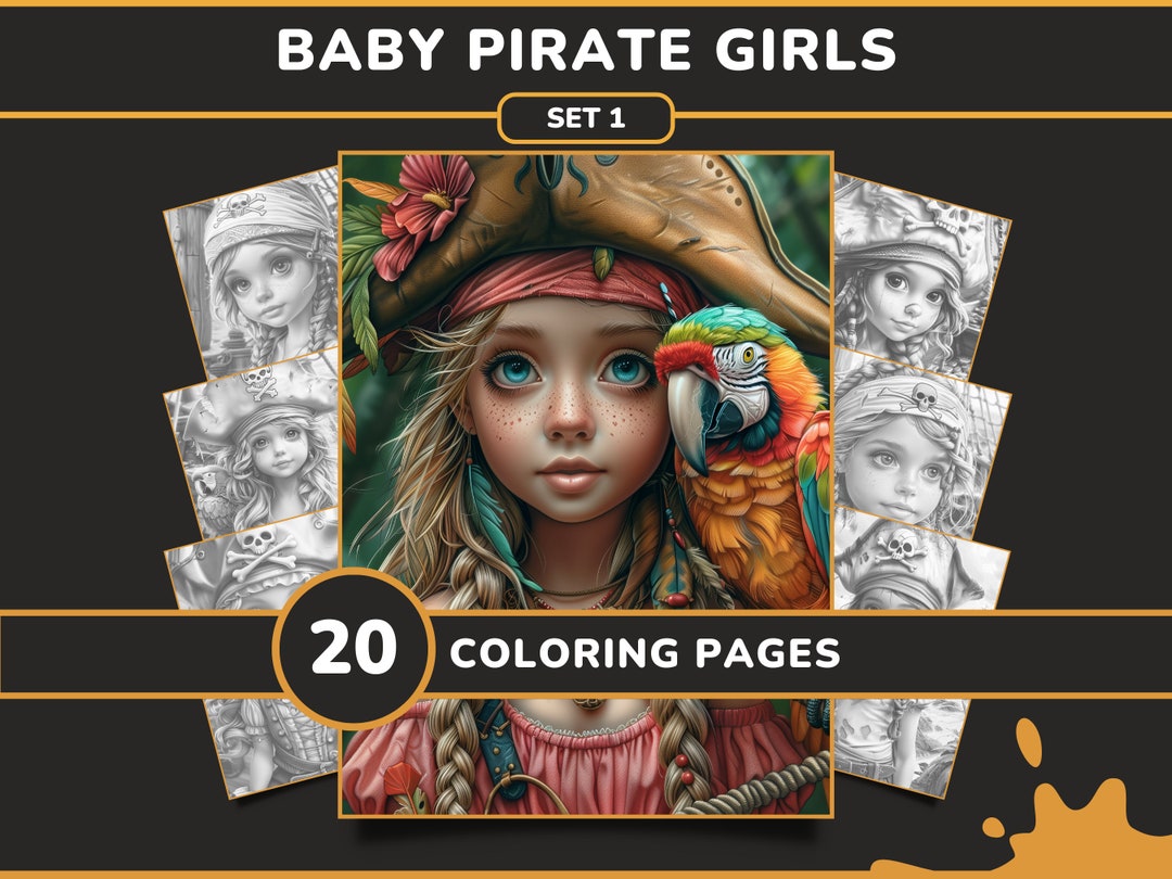 20 Baby Pirate Girls Coloring Pages for Adults - Set 1 | Cute Little ...