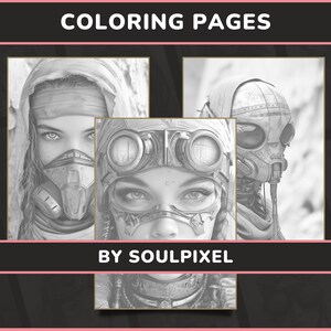 20 Ancient Dystopia Coloring Pages for Adults Set 1 Fantasy Cyberpunk ...