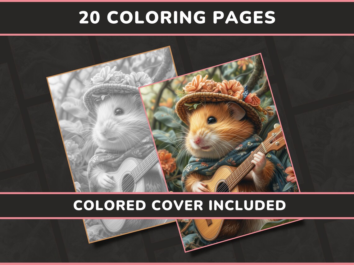 20 Musical Animals Coloring Pages for Adults Set 1 Fantasy Animals ...