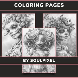 20 Zombie Girls Coloring Pages for Adults - Set 1 | Creepy Spooky Women ...
