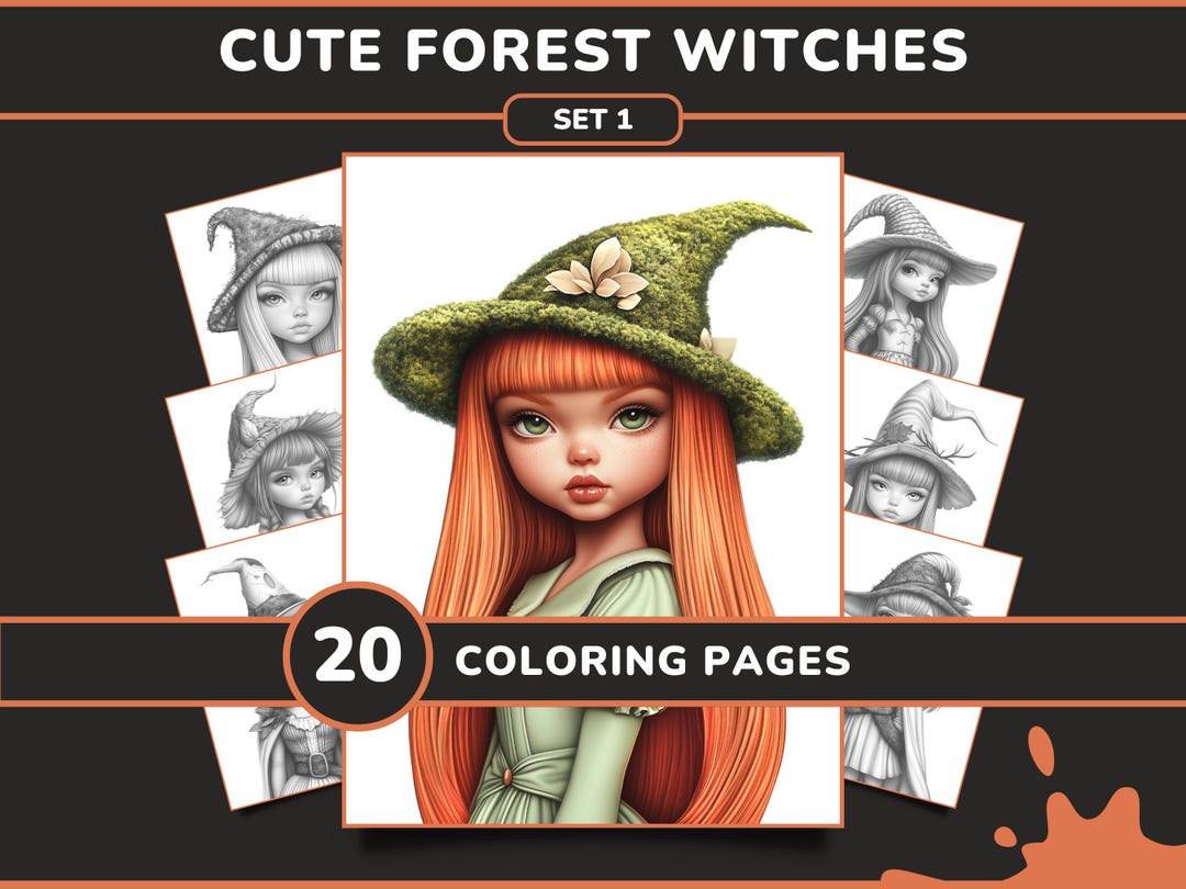 20 Cute Forest Witches Coloring Pages for Adults - Set 1 | Adorable ...