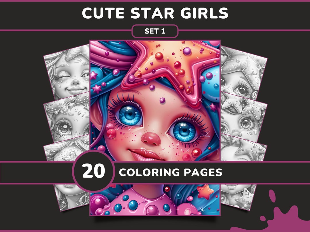 20 Cute Star Girls Coloring Pages for Adults - Set 1 | Adorable Little ...