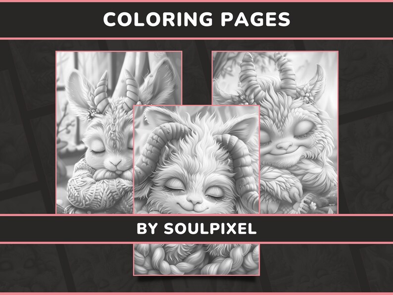 20 Cute Sleepy Monsters Coloring Pages for Adults Set 1 Fantasy ...