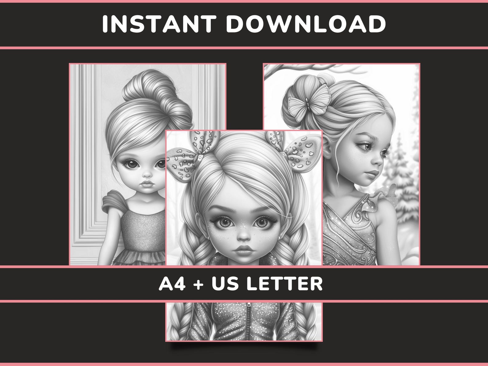 20 Sparkling Cuties Coloring Pages for Adults - Set 1 | Adorable Little ...