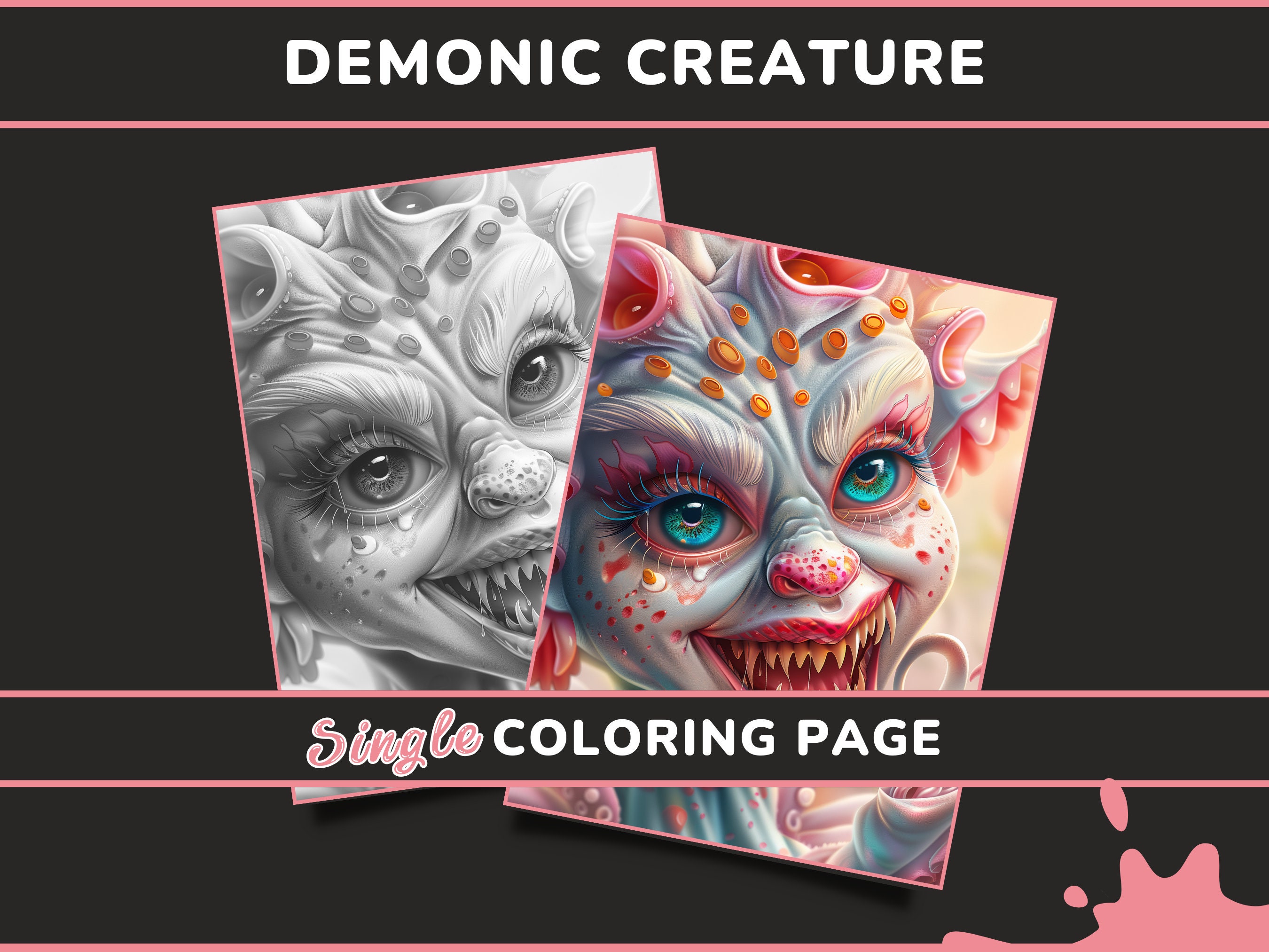 Demonic Creature Coloring Page for Adults Creepy Fantasy Demon ...