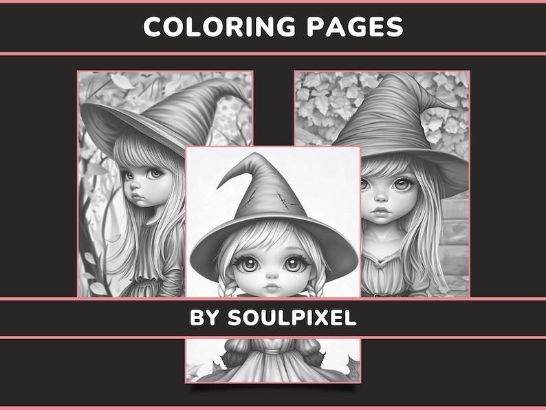 20 Cute Little Witches Coloring Pages for Adults - Set 1 | Adorable ...