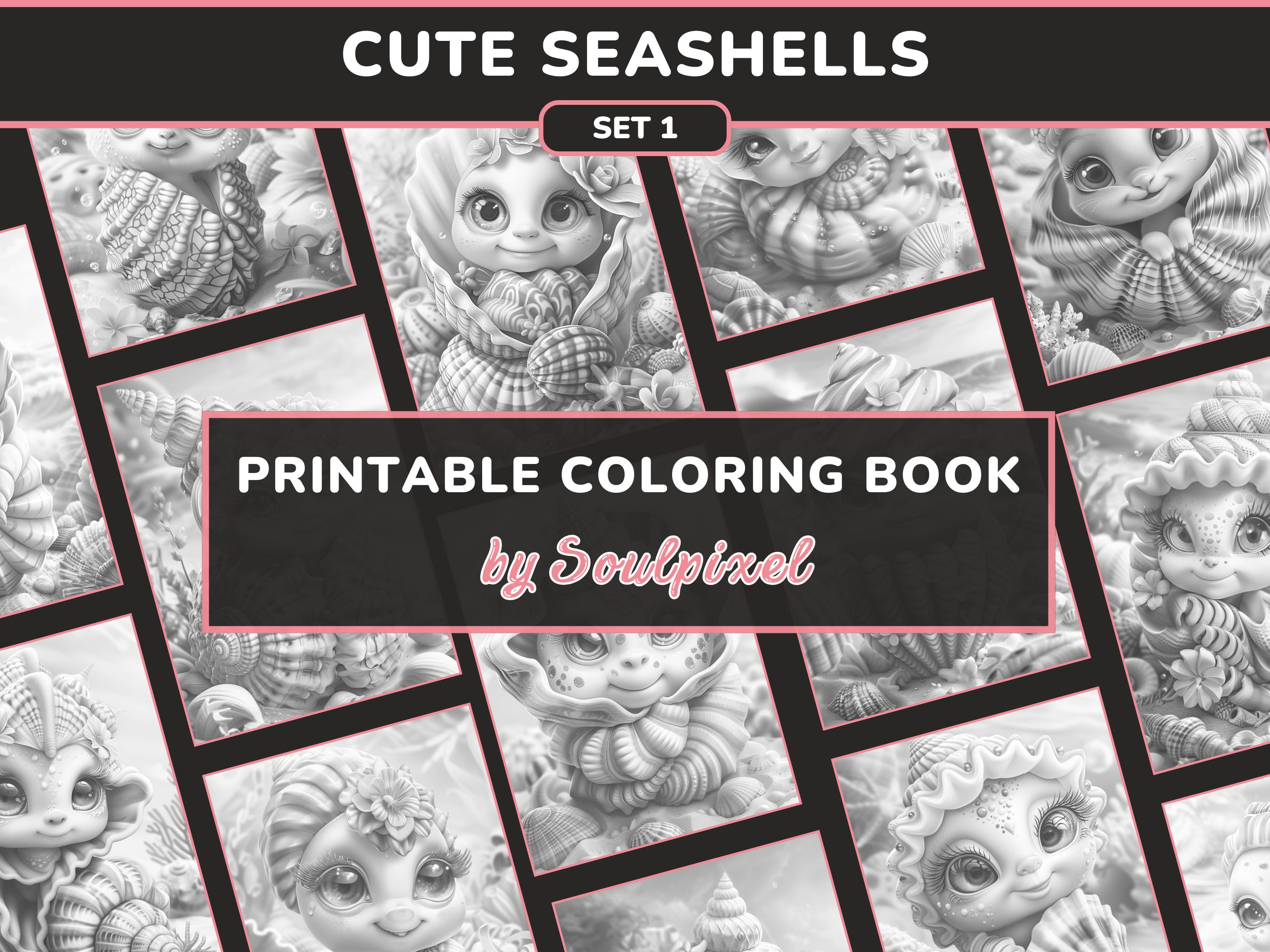 20 Cute Seashells Coloring Pages for Adults Set 1 Adorable Ocean ...