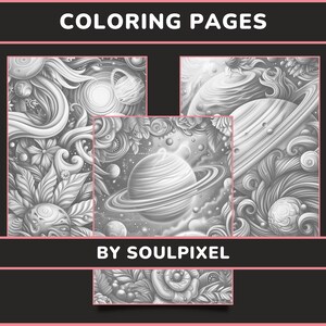 20 Fancy Space Coloring Pages for Adults - Set 1 | Celestial Planets ...