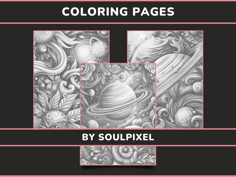 20 Fancy Space Coloring Pages for Adults - Set 1 | Celestial Planets ...