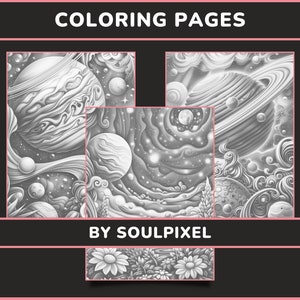 20 Fancy Space Coloring Pages for Adults - Set 1 | Celestial Planets ...