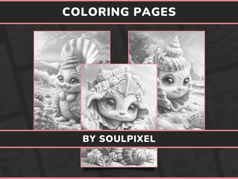 20 Cute Seashells Coloring Pages for Adults Set 1 Adorable Ocean ...