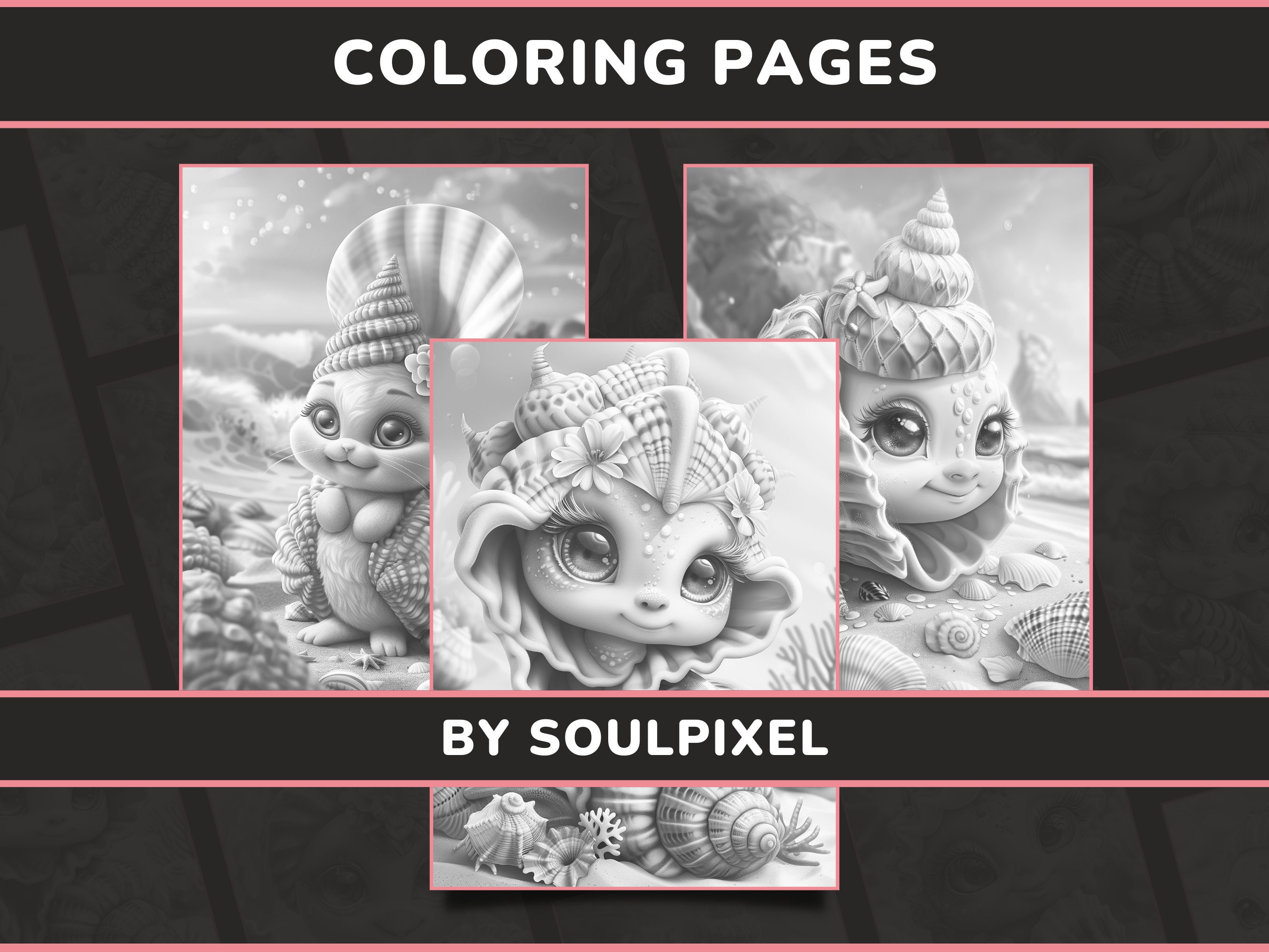 20 Cute Seashells Coloring Pages for Adults Set 1 Adorable Ocean ...