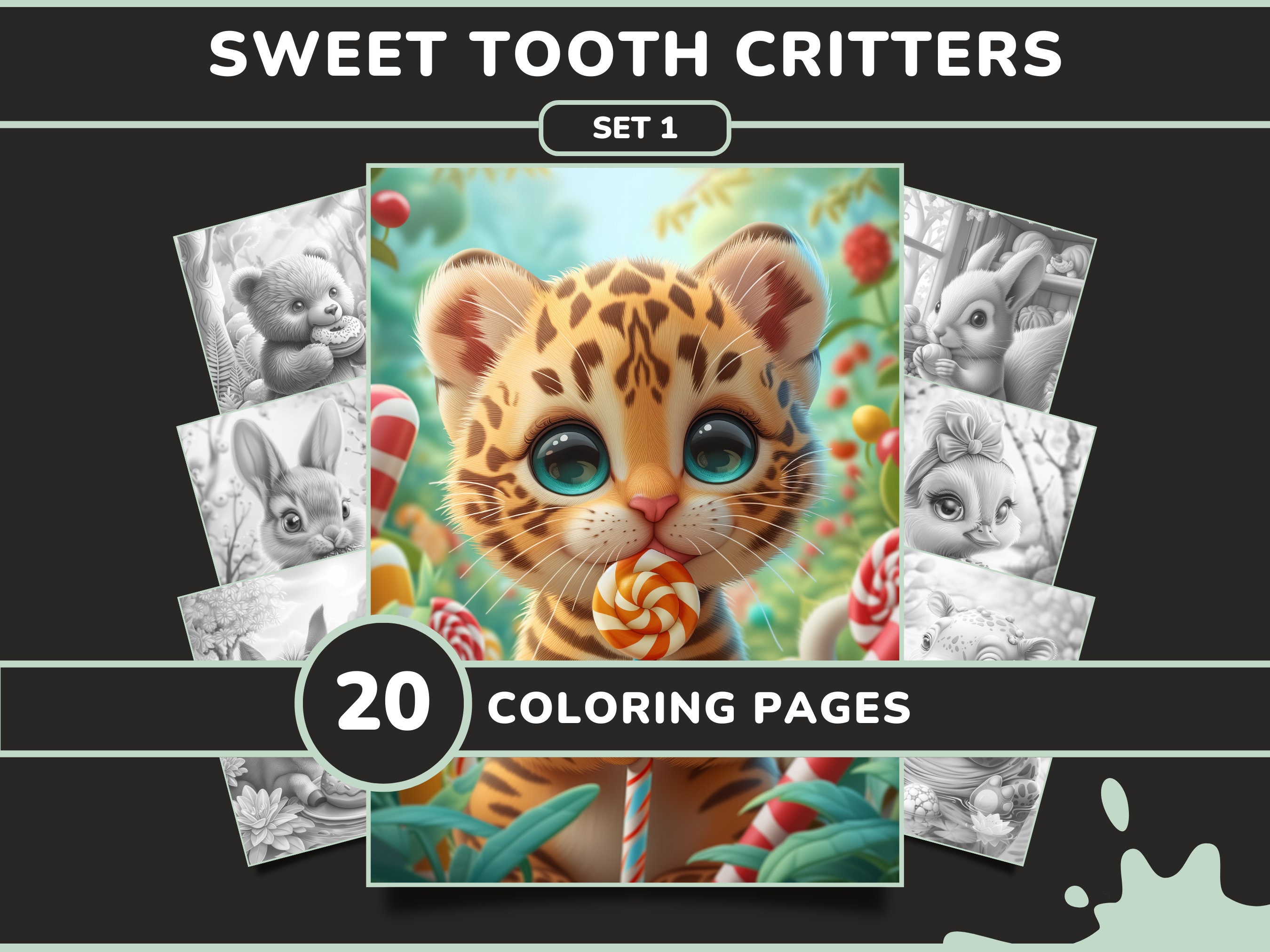 20 Sweet Tooth Critters Coloring Pages for Adults Set 1 Cute Animals ...