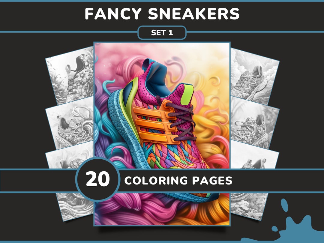 20 Fancy Sneakers Coloring Pages for Adults - Set 1 | Patterns & Sports ...