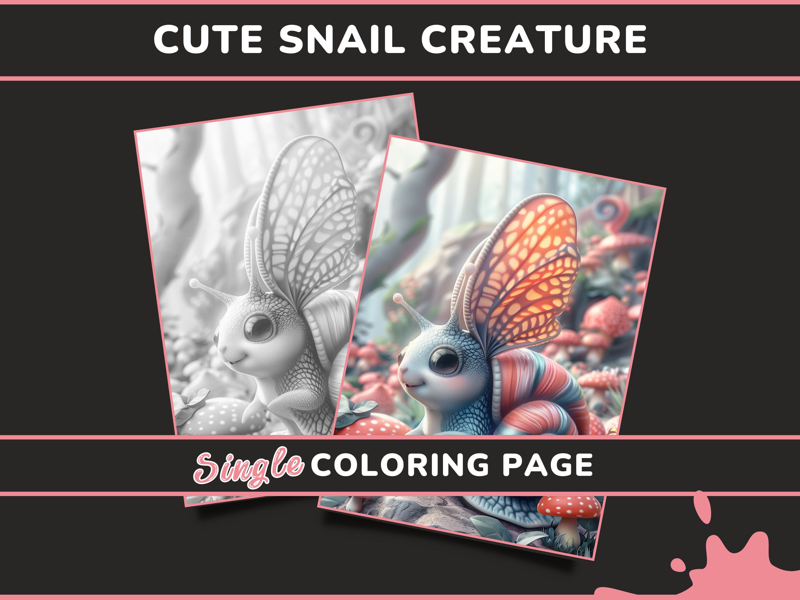 Cute Snail Creature Coloring Page for Adults Fantasy Animal Printable ...
