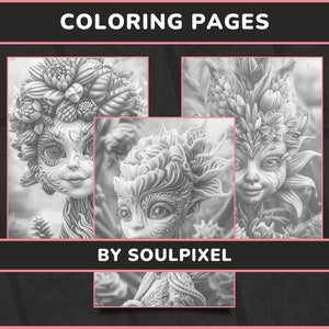 20 Floral Humanoids Coloring Pages for Adults - Set 1 | Whimsical ...