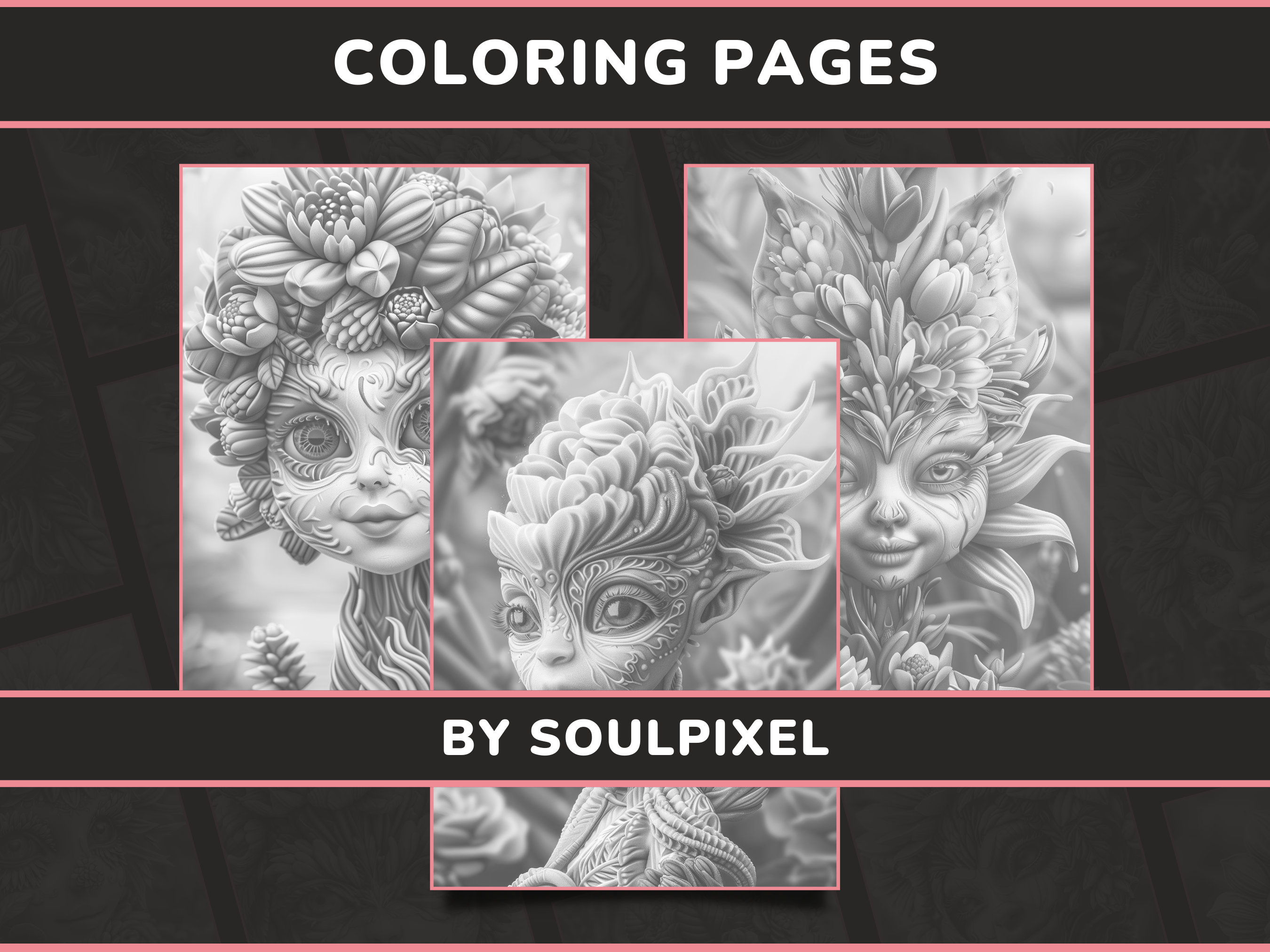 20 Floral Humanoids Coloring Pages for Adults - Set 1 | Whimsical ...