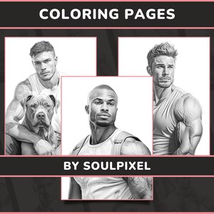20 Muscular Men Coloring Pages for Adults - Set 1 | Realistic Guys With ...