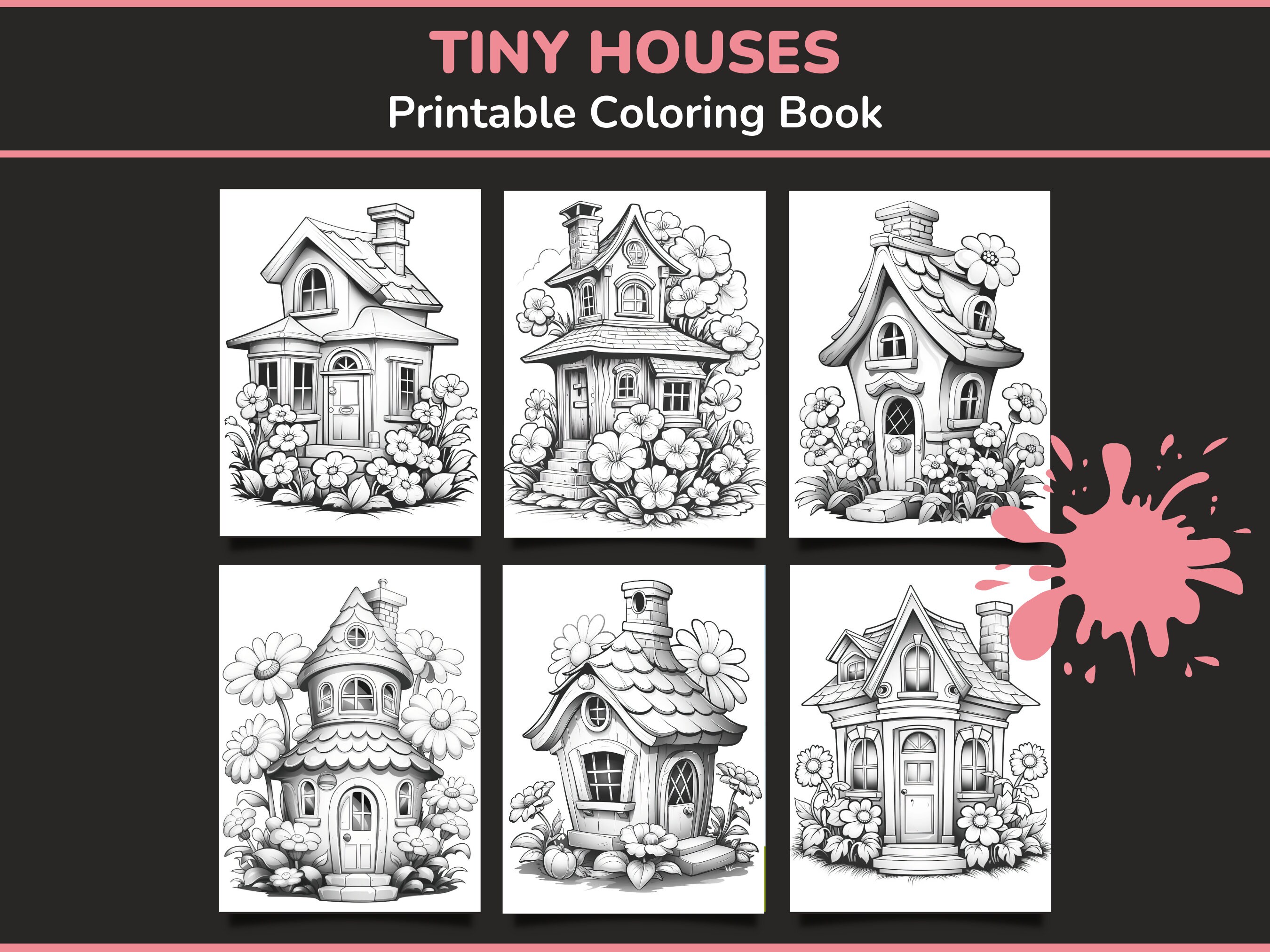 20 Tiny Houses Coloring Pages for Adults Set 1 Building Printable ...