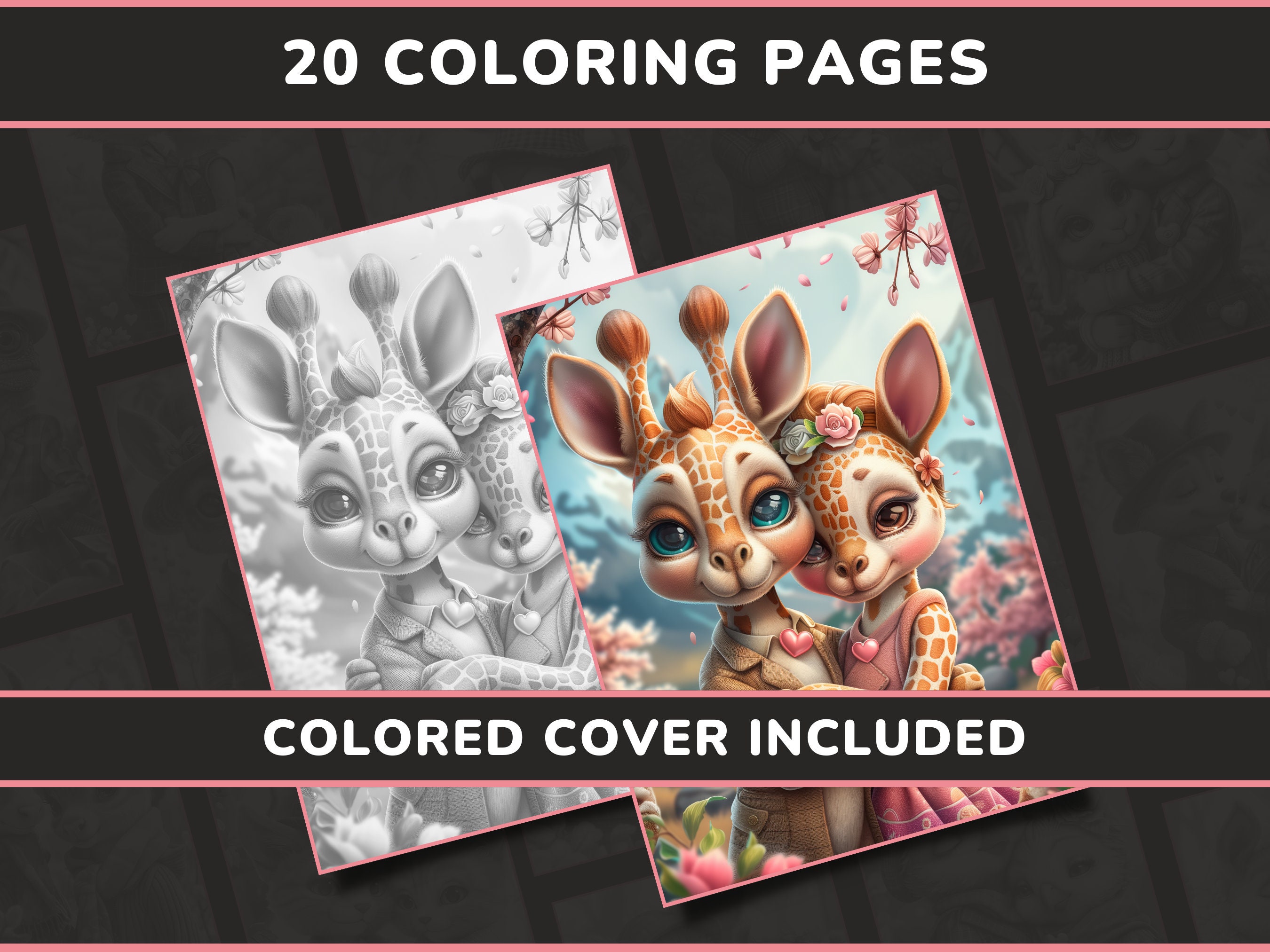 20 Cute Animal Couples Coloring Pages for Adults Set 1 Critters in Love ...