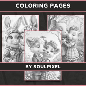 20 Cute Animal Couples Coloring Pages for Adults Set 1 Critters in Love ...