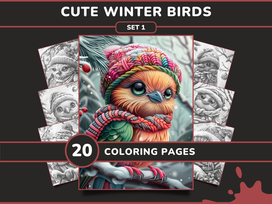 20 Cute Winter Birds Coloring Pages for Adults - Set 1 | Adorable ...