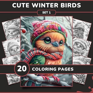 20 Cute Winter Birds Coloring Pages for Adults - Set 1 | Adorable ...
