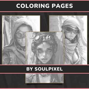 20 Ancient Dystopia Coloring Pages for Adults Set 1 Fantasy Cyberpunk ...