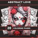 20 Abstract Love Coloring Pages for Adults Set 1 Graffiti Women ...