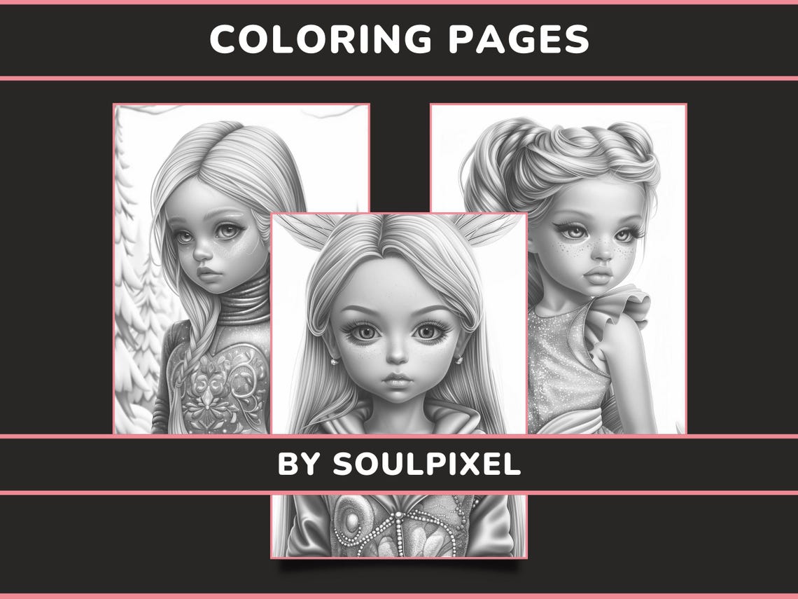 20 Sparkling Cuties Coloring Pages for Adults - Set 1 | Adorable Little ...