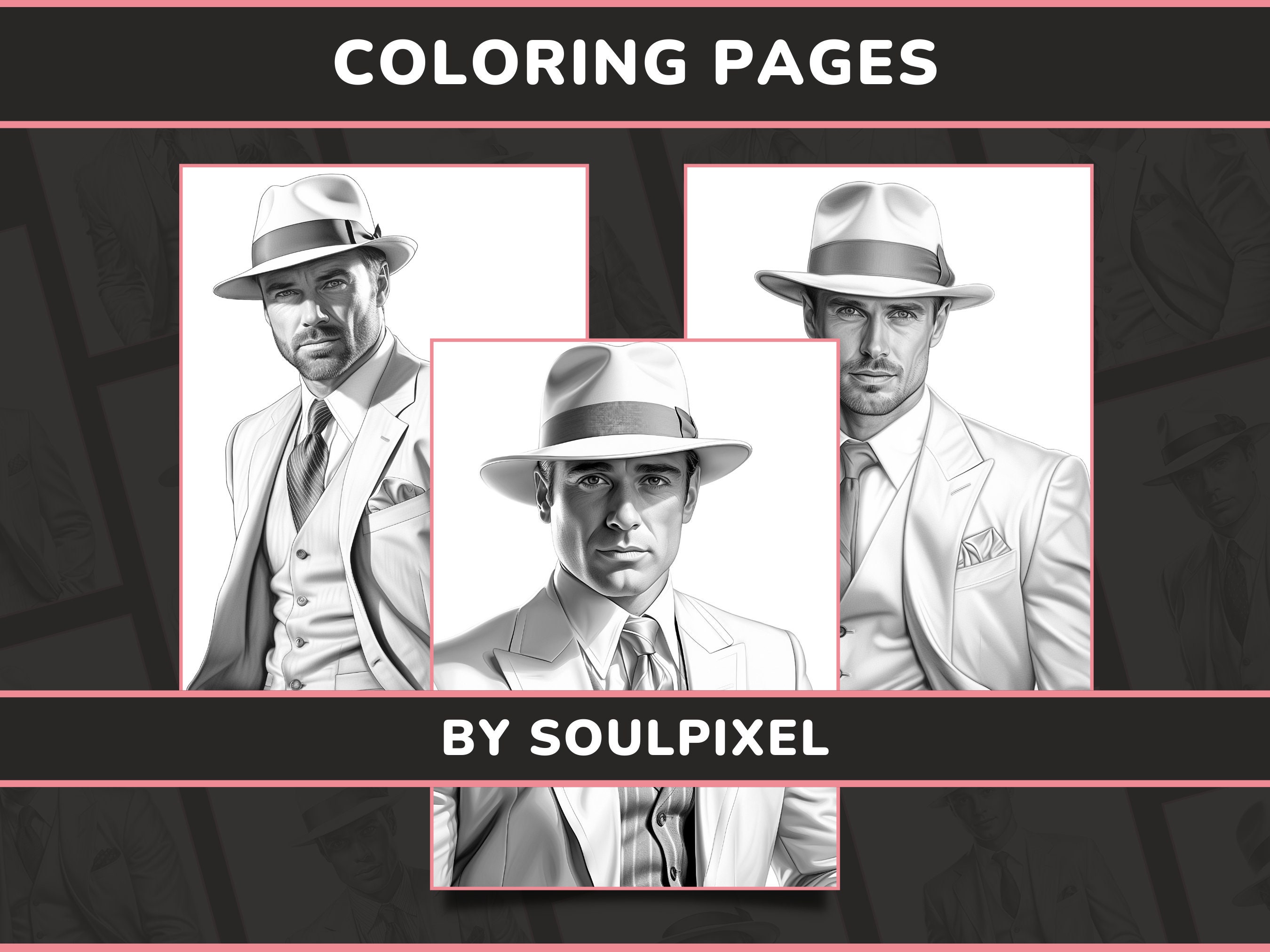 20 Men in Suits Coloring Pages for Adults Set 1 Elegant Guys Fashion ...