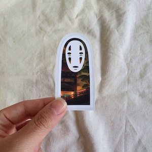 No Face Sticker for Laptop, Anime Sticker for Water Bottle, Scenery ...