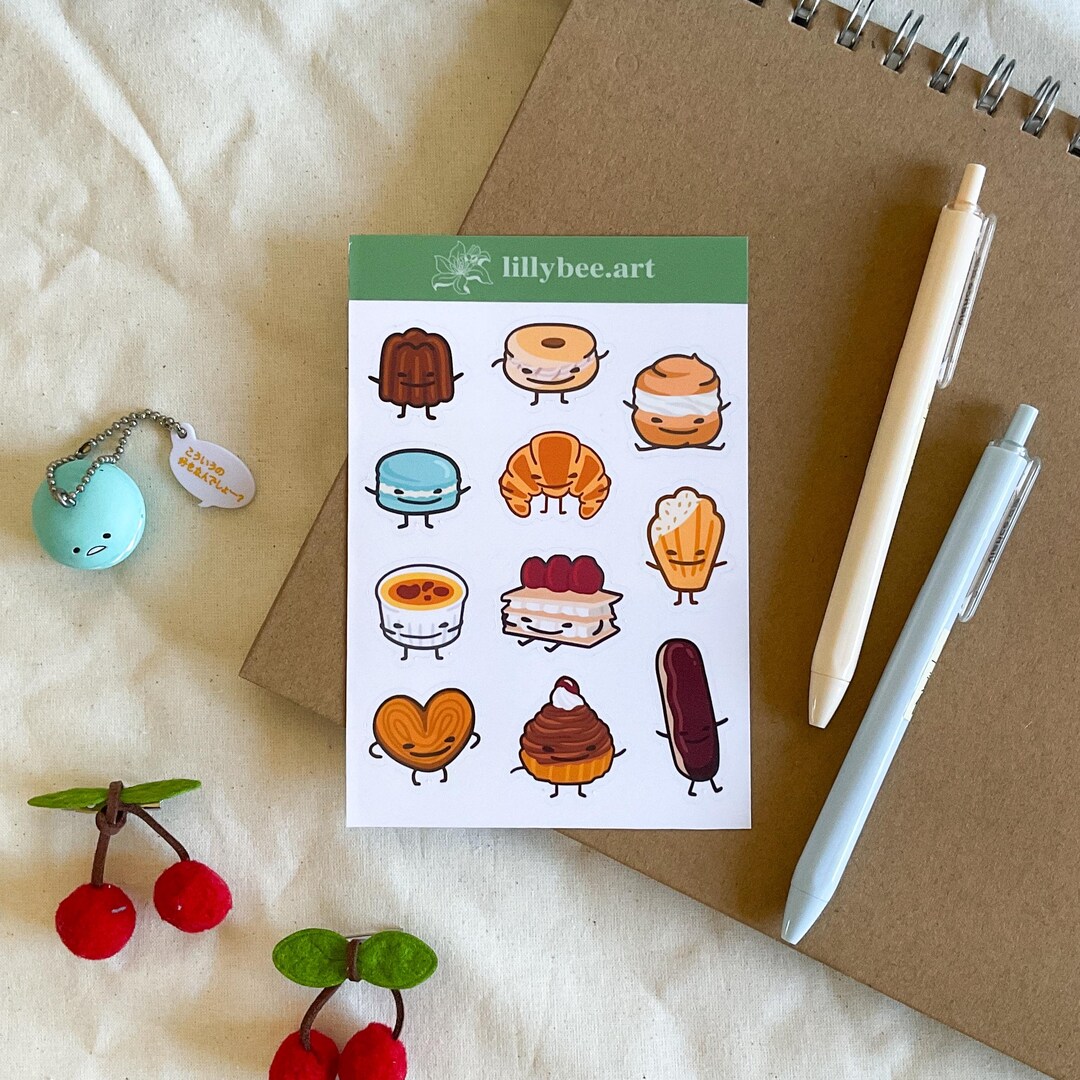 French Desserts Sticker Sheet, Cute Stickers for Phone, Pastry Stickers ...