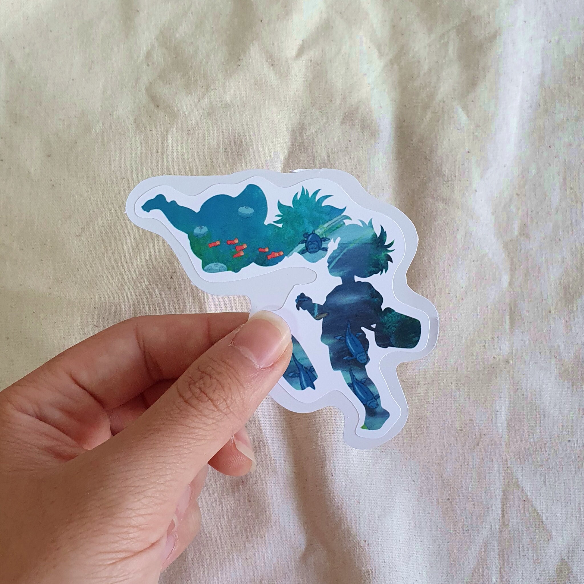 Ponyo Sticker for Laptop, Anime Sticker for Water Bottle, Scenery ...