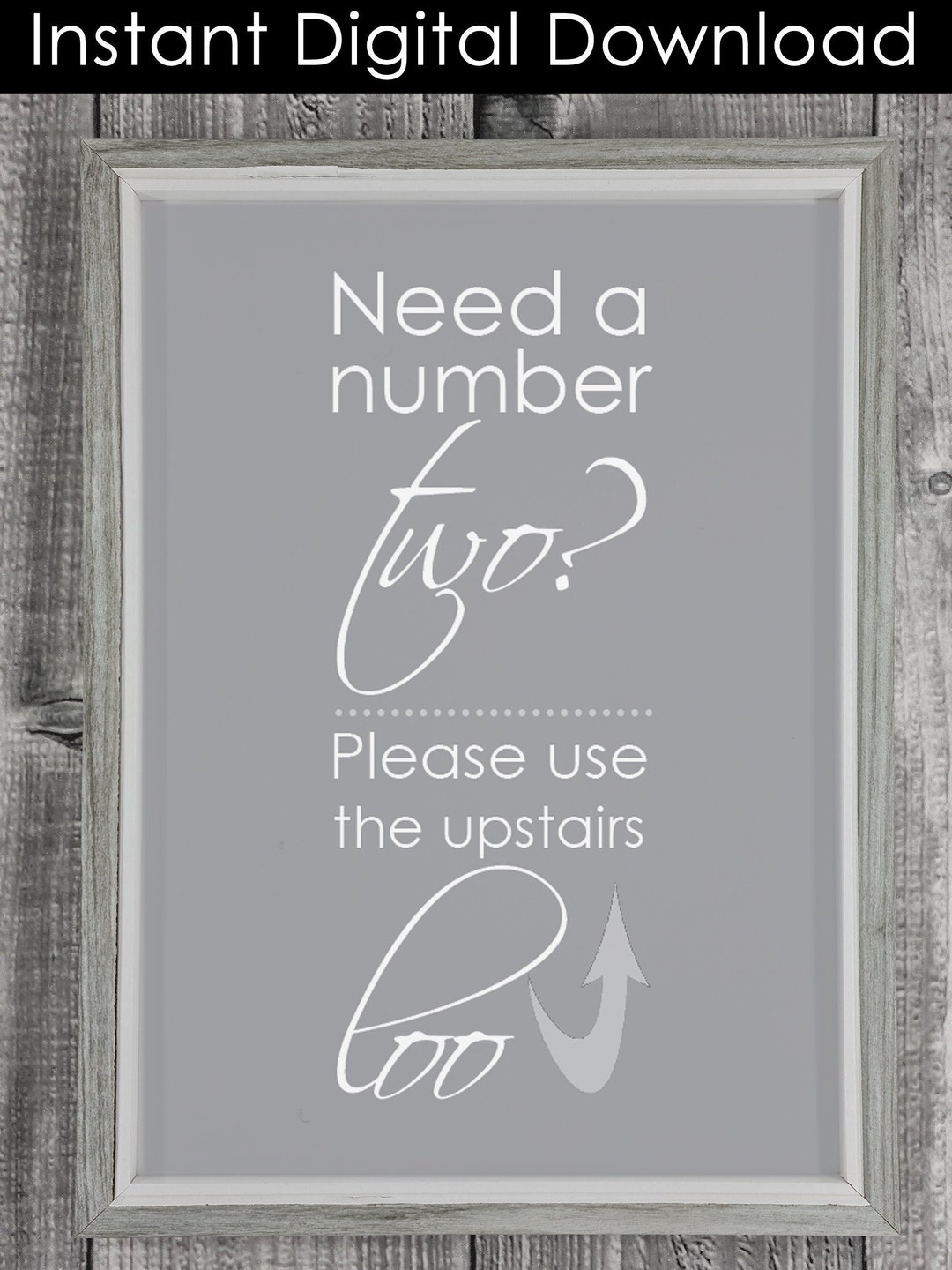 Downstairs Toilet Sign Grey Sanitary Loo Sign Printable Instant ...