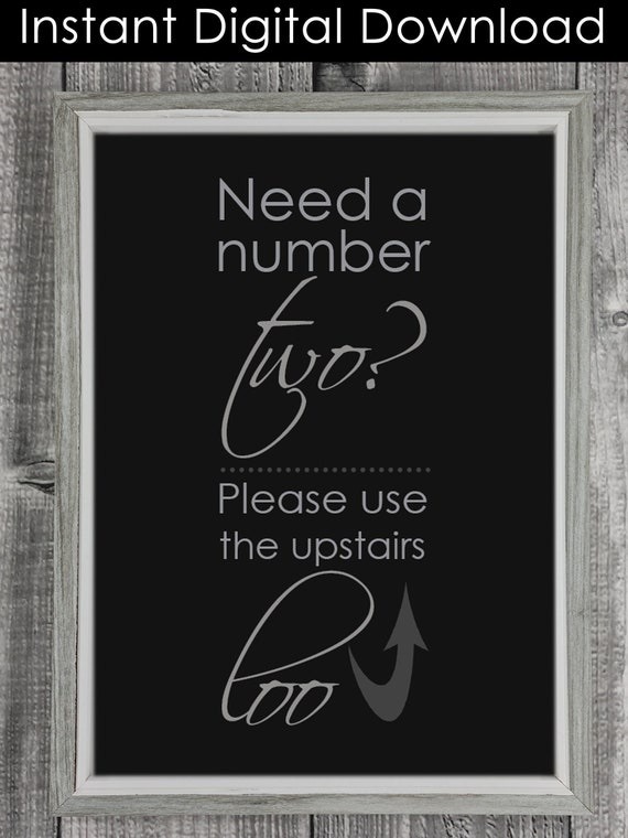 Downstairs Toilet Sign Dark Sanitary Loo Sign Printable - Etsy