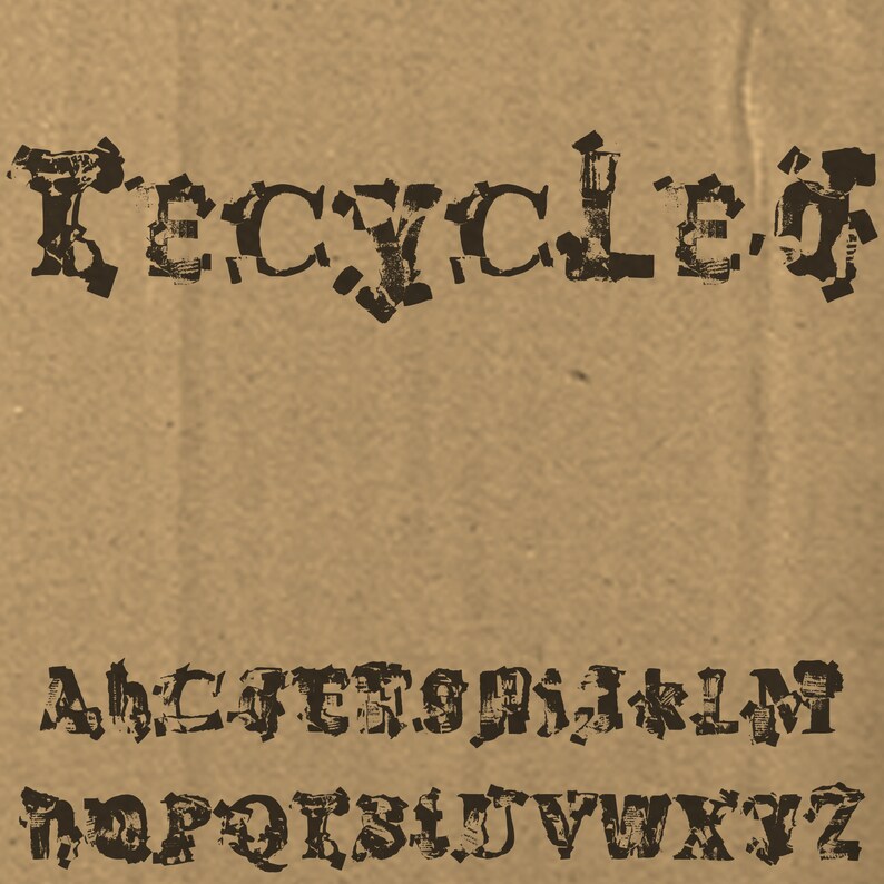 Recycled Font • OFT • TTF • Digital Font • Collage Style • Graffiti ...
