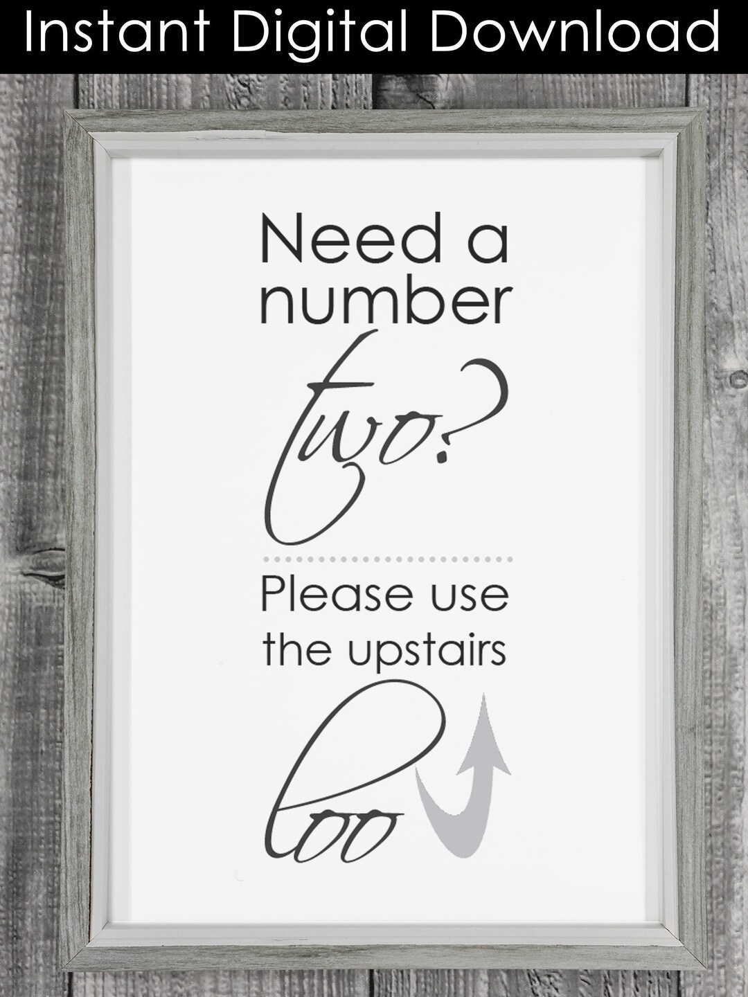 Funny Downstairs Toilet Sign – Sanitary Loo Art Print (digital Download ...