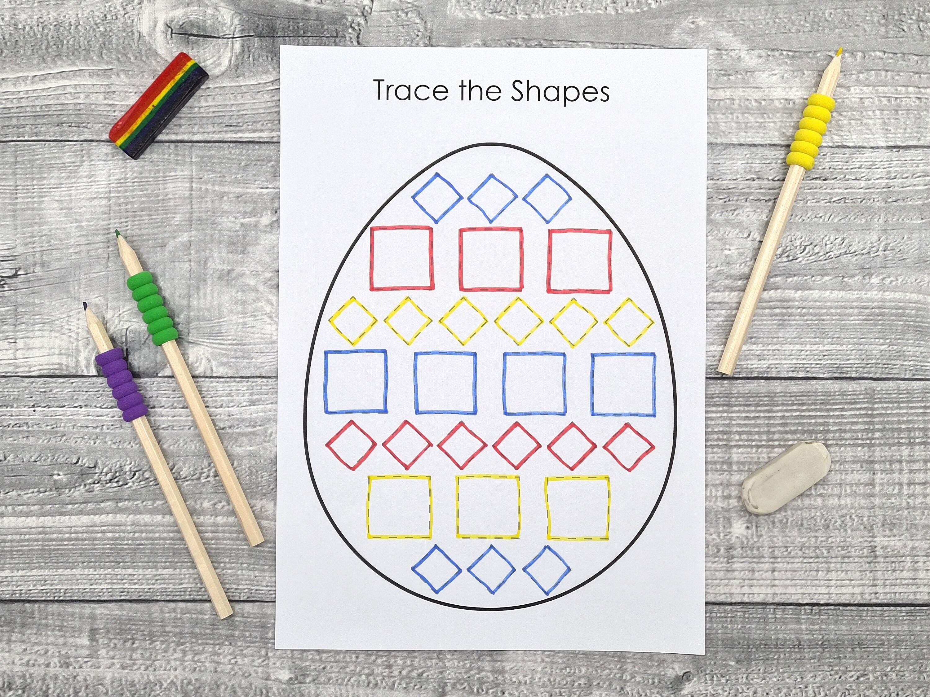 4 Easter Egg Shape/line Activity Sheets • Digital Download (NOT A ...