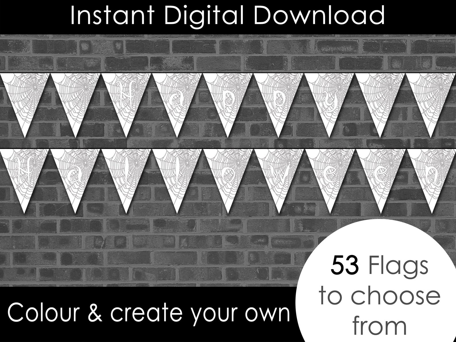 Colouring Spider Web Bunting • Mix and Match • Create Your Own ...