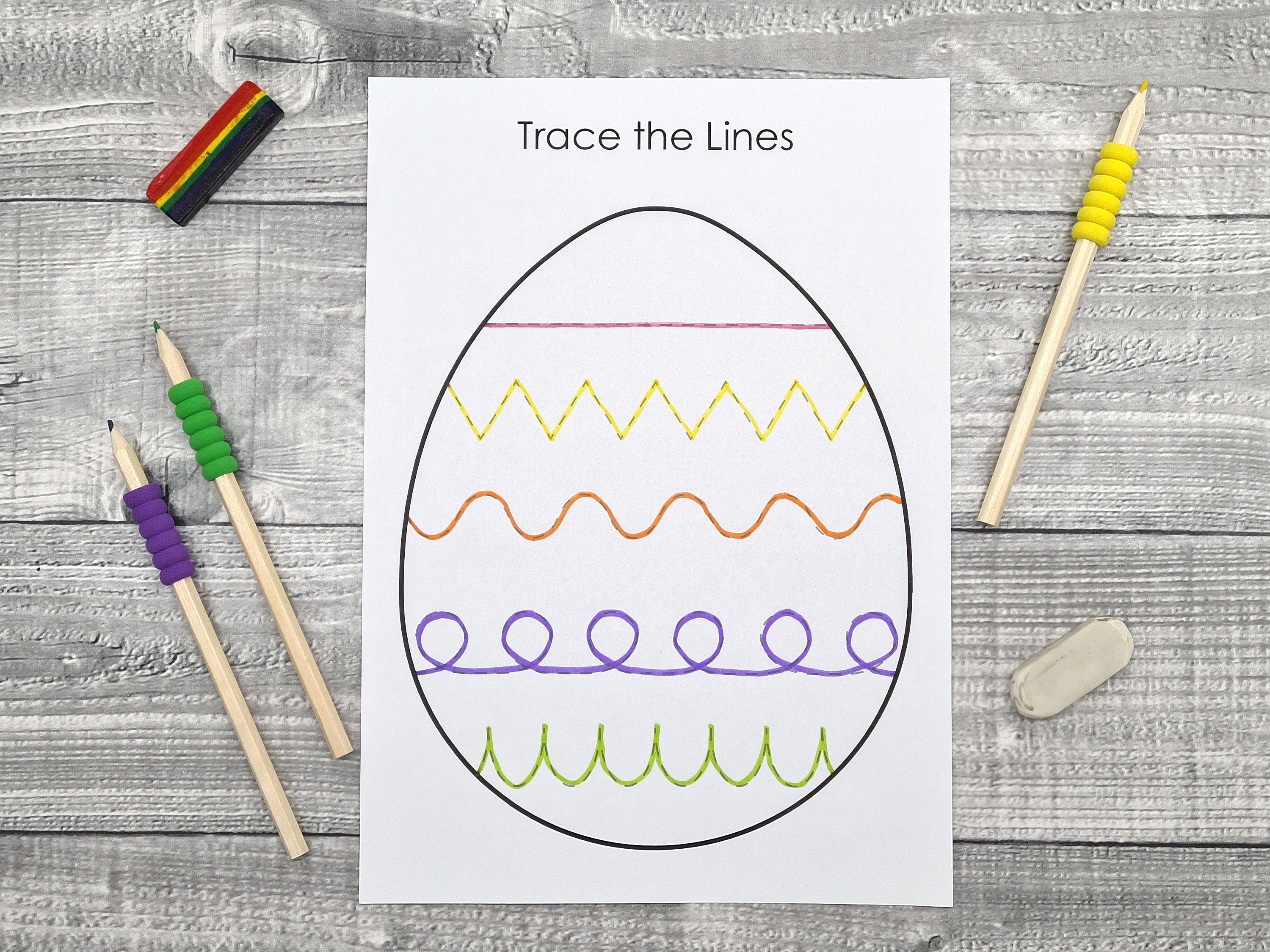 4 Easter Egg Shape/line Activity Sheets • Digital Download (NOT A ...