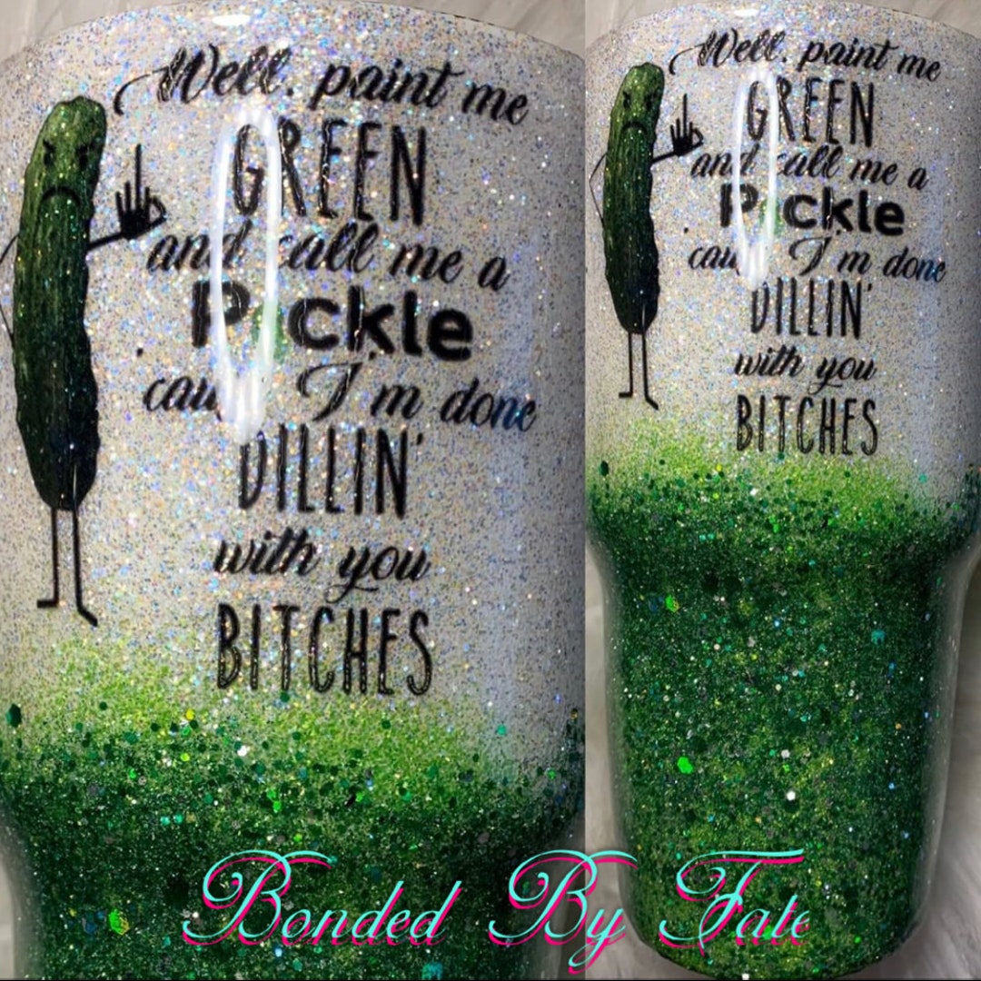 Custom Pickle Glitter Tumbler - Etsy