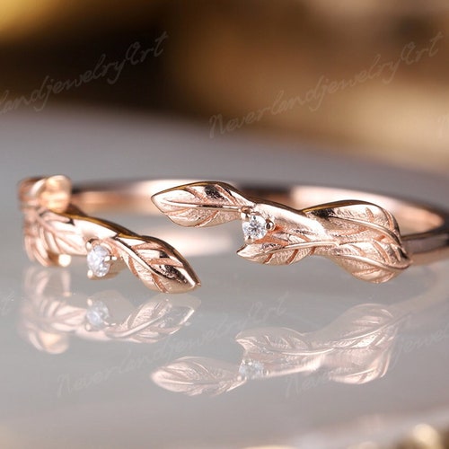 Unique Rose Gold Wedding Band Open Wedding Band Handmade Leaf - Etsy