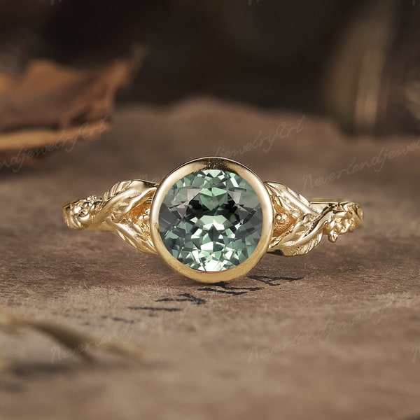 Round Green Sapphire Ring Bezel - Etsy