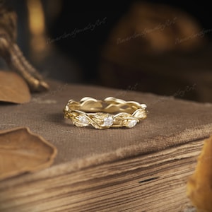 Nature Inspired Leaf Diamond Engagement Ring, 14k Gold Floral Wedding ...