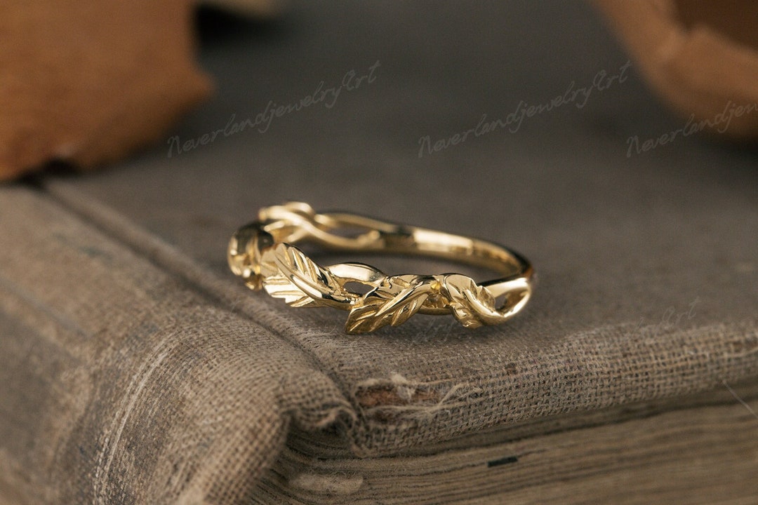 Vintage Leaf Engagement Ring Leaf Wedding Band Inspired Leaf Branch ...