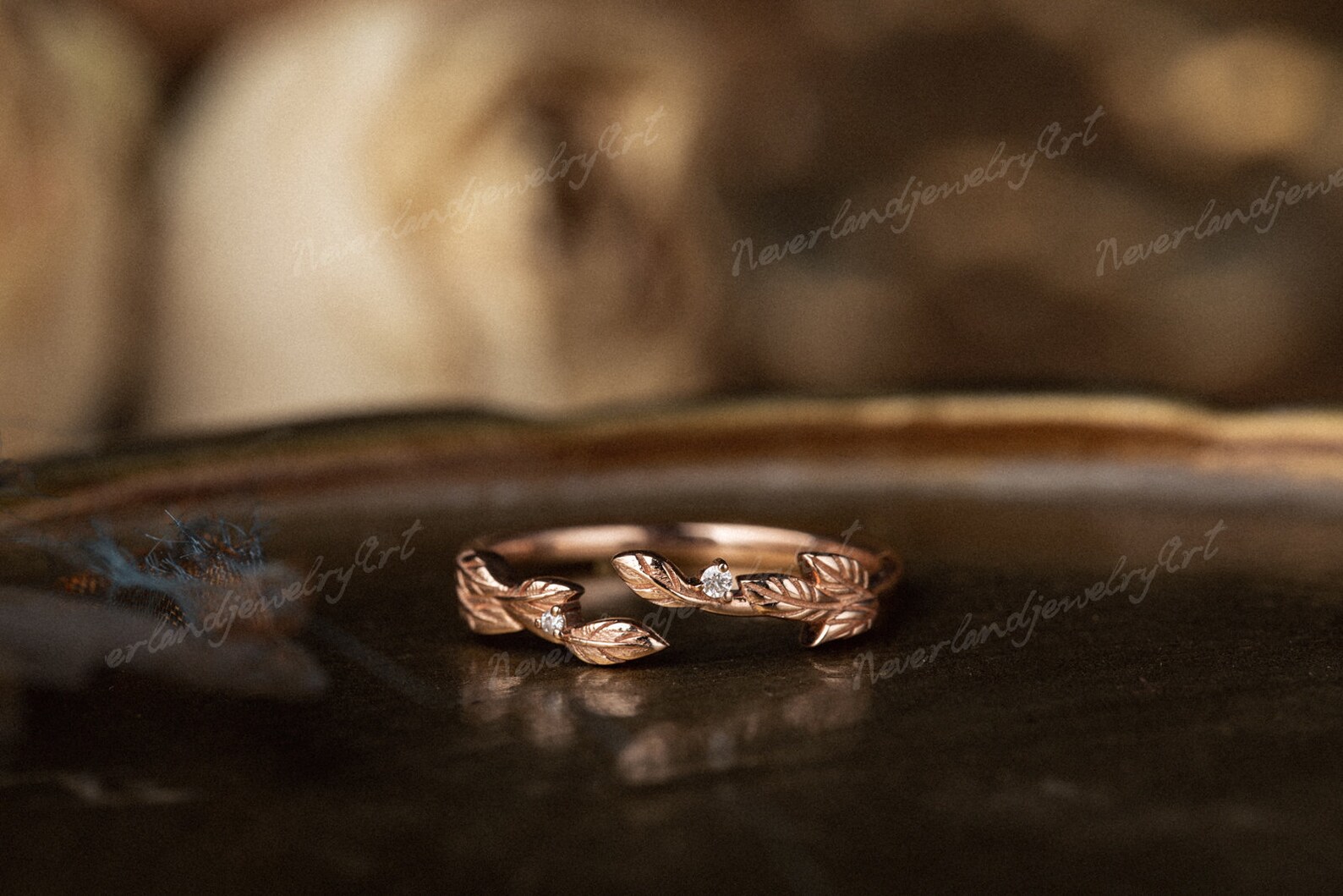 Unique Rose Gold Wedding Band Open Wedding Band Handmade Leaf - Etsy